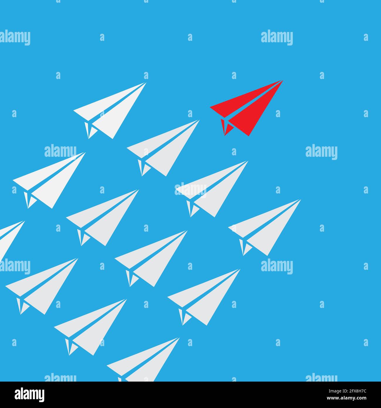 leadership success concept paper plane fly on blue background ...