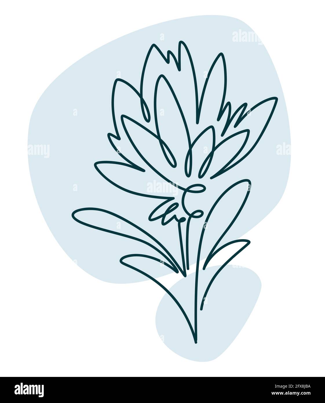 Blooming flower in line art, abstract flora design Stock Vector Image ...