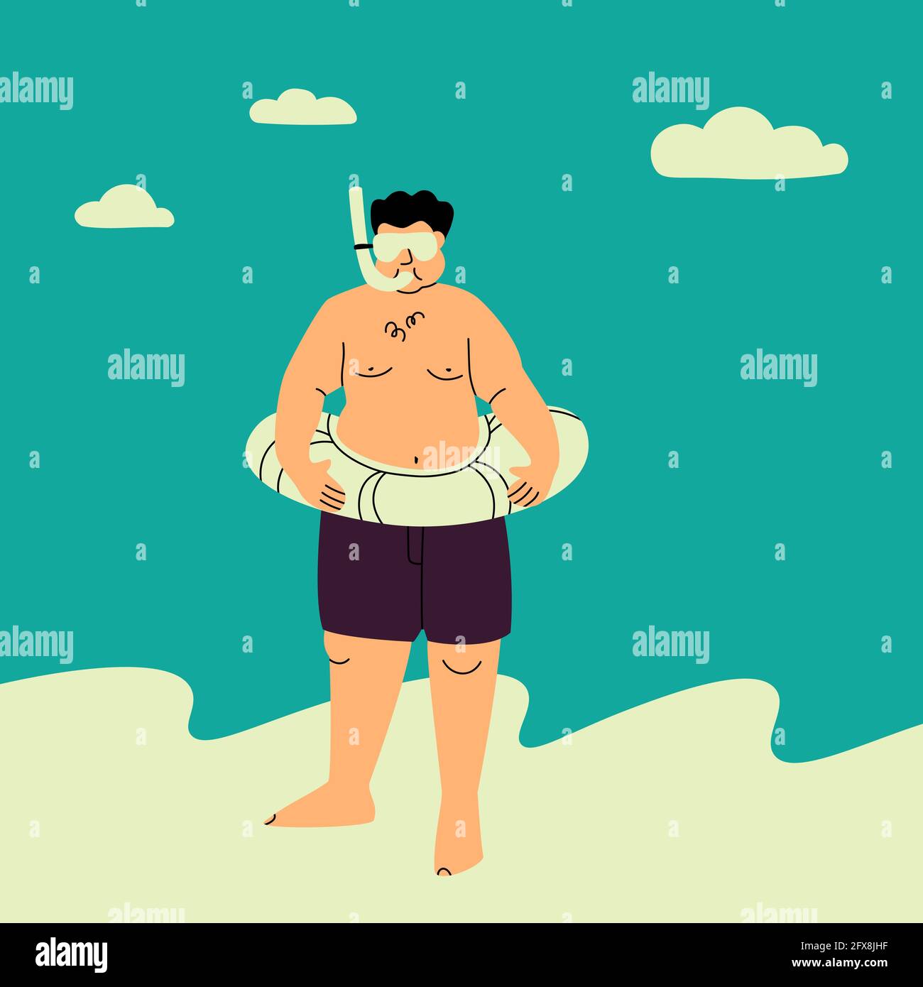 Man with snorkel inflatable Stock Vector Images - Alamy