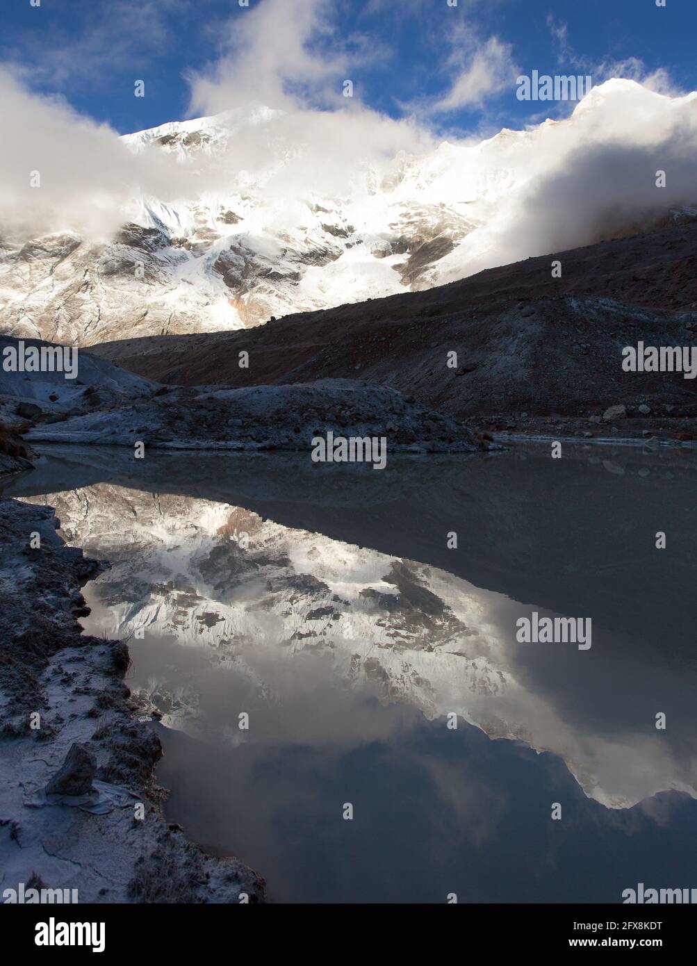 Evening view of Peak seven 7 VII mirroring in lake, beautiful mount on ...