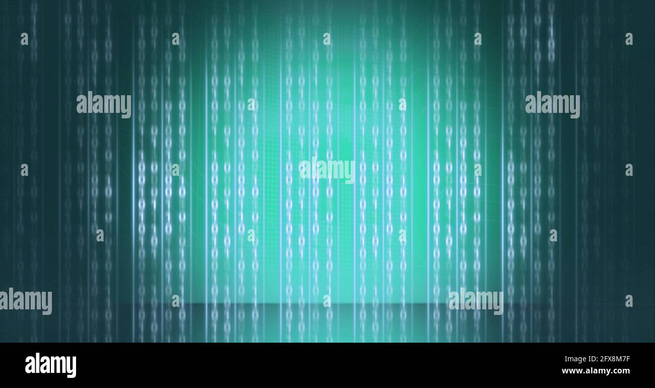 Composition of binary coding processing over green background Stock ...