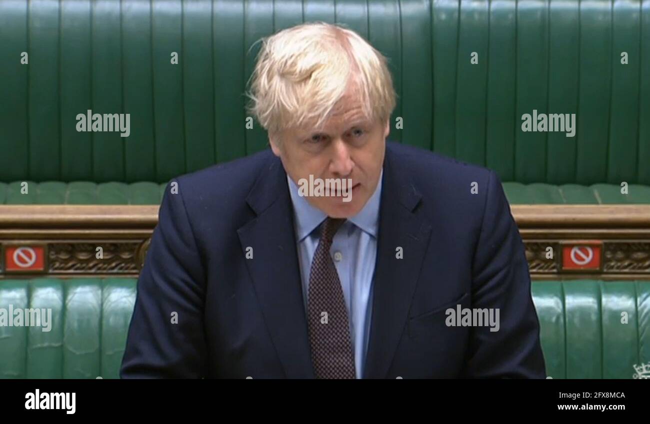 Prime Minister Boris Johnson speaks during Prime Minister's Questions ...