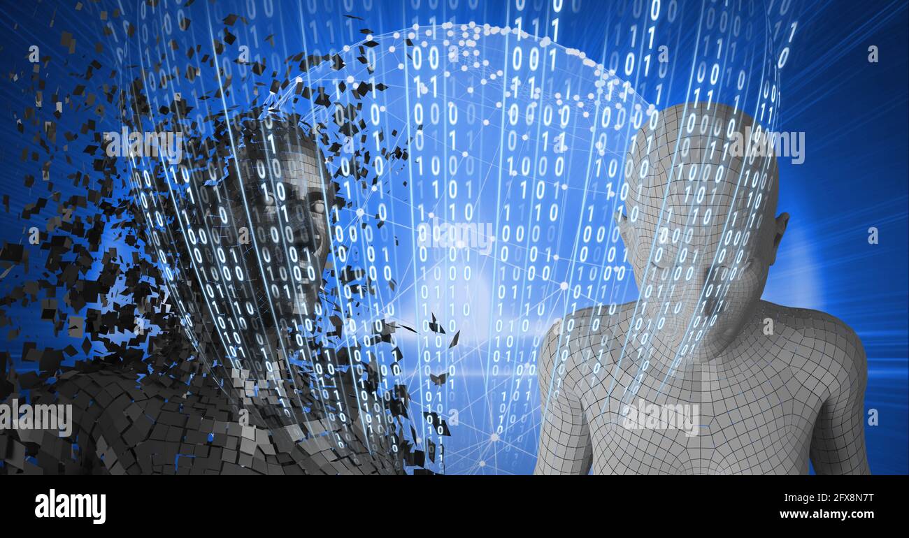Composition of binary coding processing over exploding human busts and ...