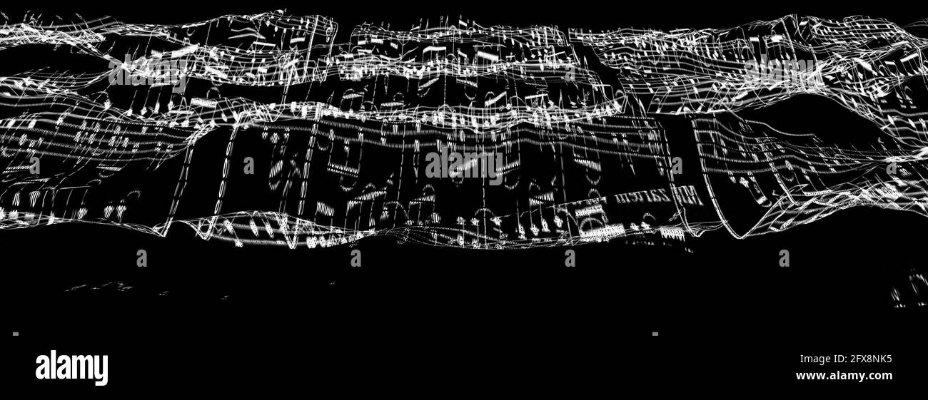 Abstract digital stream of musical notes. 3D rendering Stock Photo - Alamy