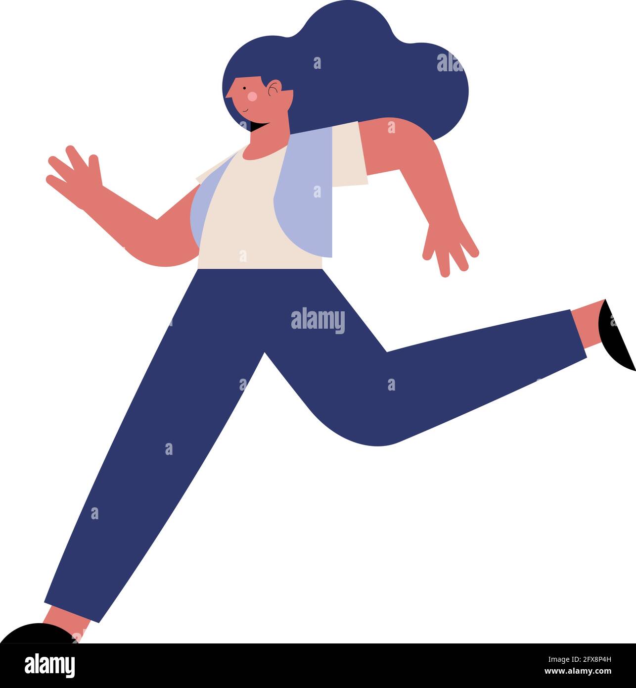 blue hair woman running character icon Stock Vector Image & Art - Alamy