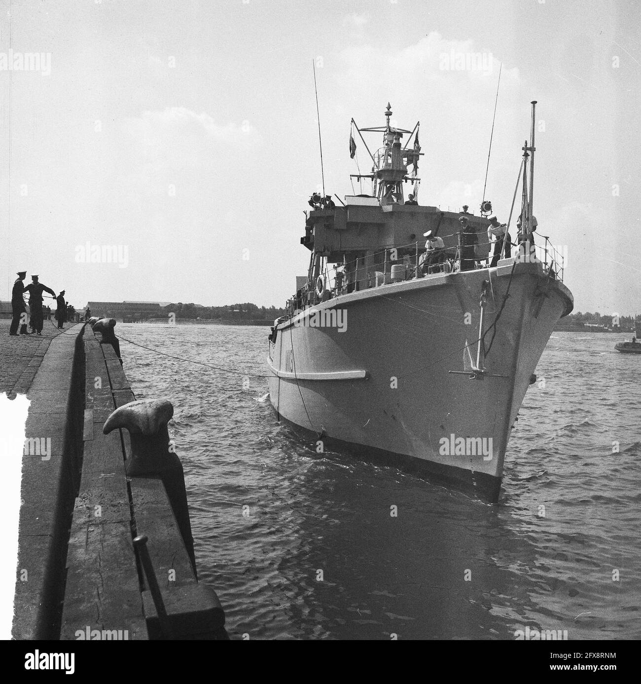 Visit of British minesweepers to Rotterdam. The ships at the harbor ...