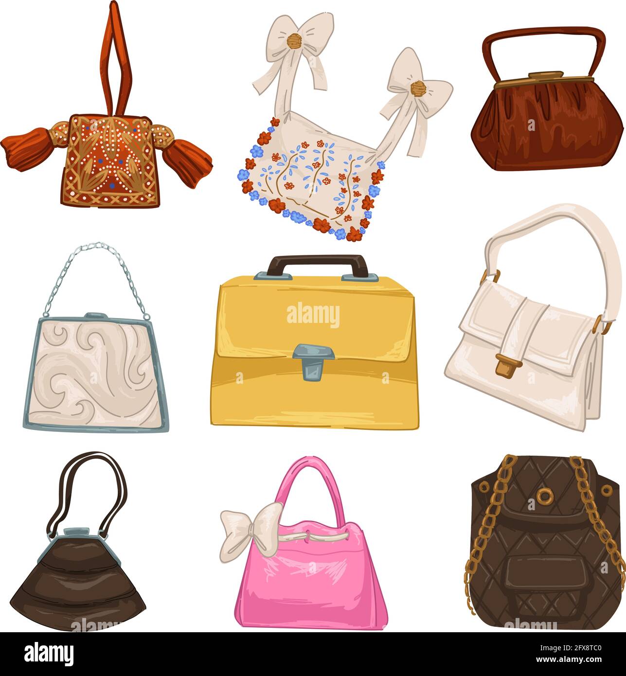 Vintage and retro bags, stylish accessories vector Stock Vector Image ...