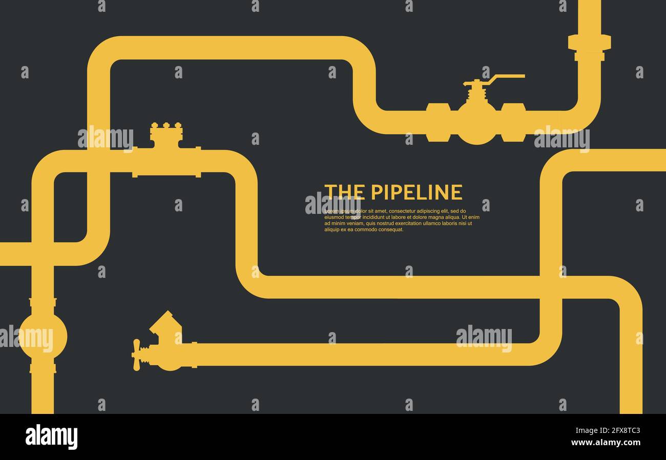 Pipeline infographic. Oil or gas flat vector design with black ...