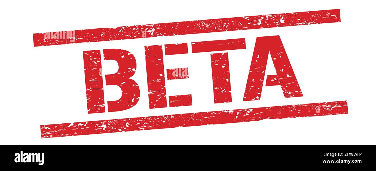 BETA text on red grungy rectangle stamp sign Stock Photo - Alamy