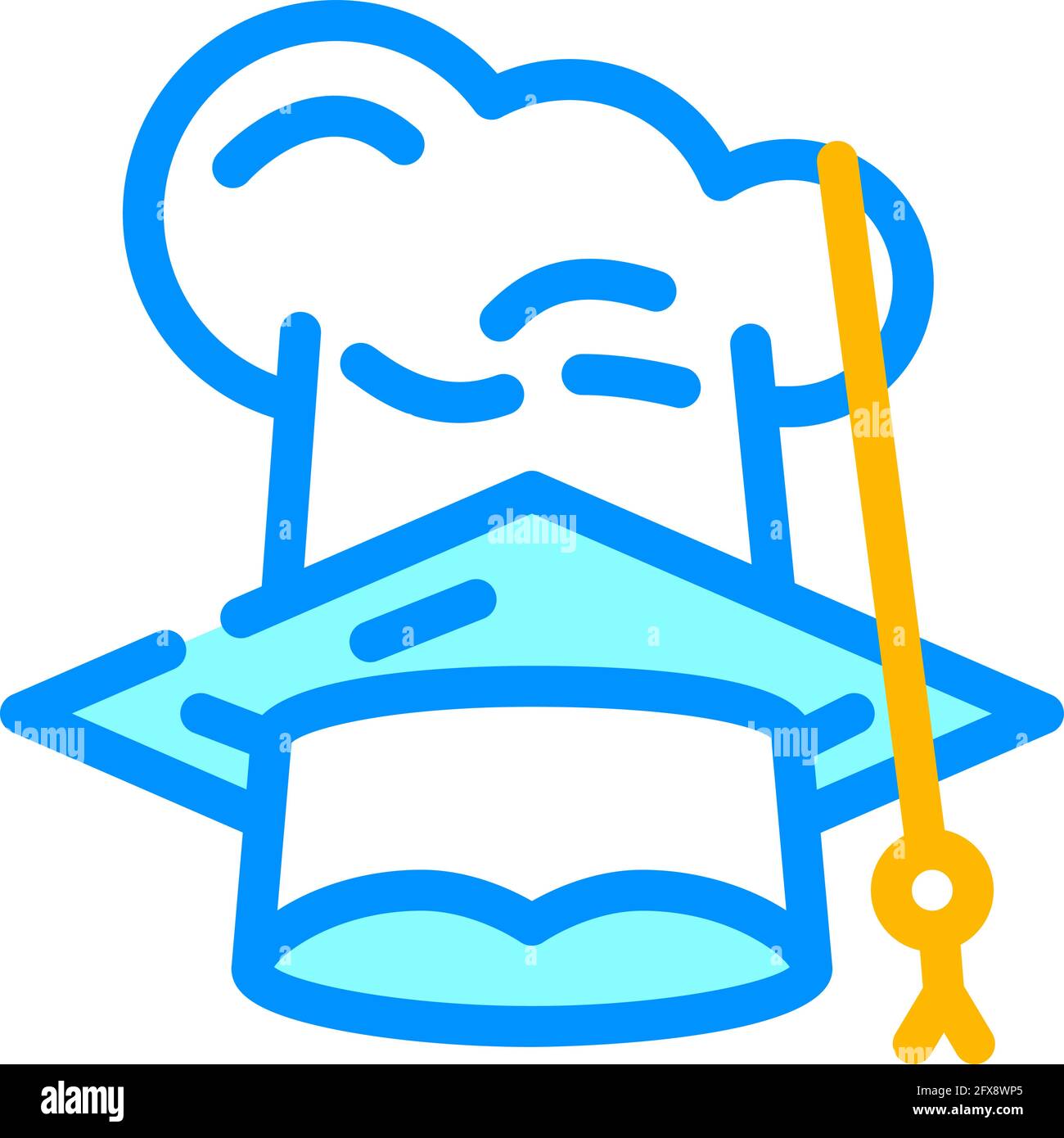 chef and graduate cooking courses hat color icon vector illustration ...