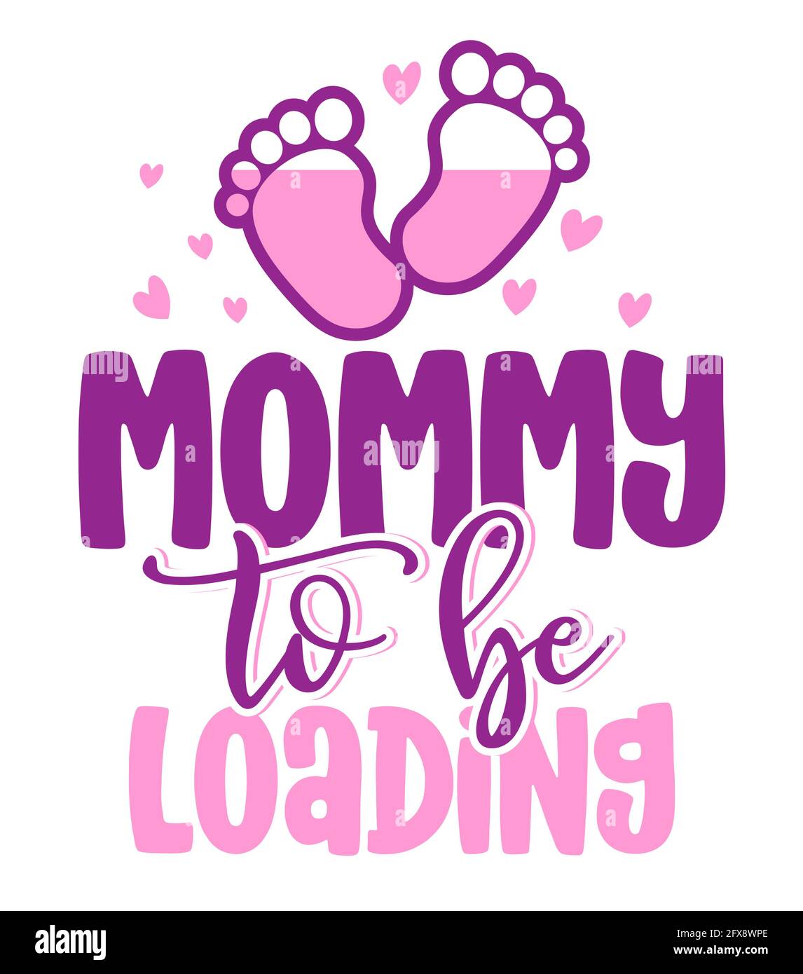 Mommy to be, loading - Pregnant vector illustration. Typography ...