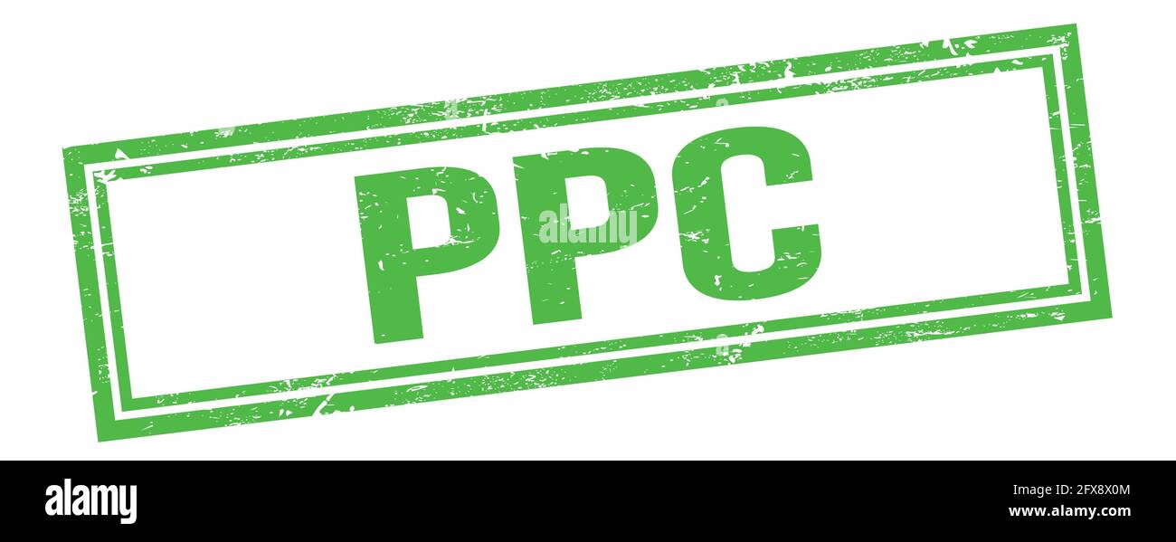 PPC text on green grungy vintage rectangle stamp Stock Photo - Alamy