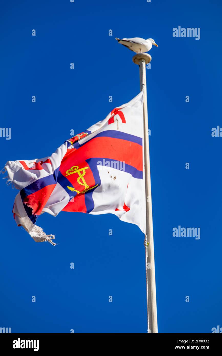 ST IVES, CORNWALL, UK - MAY 13 : View of the RNLI flag fluttering in ...