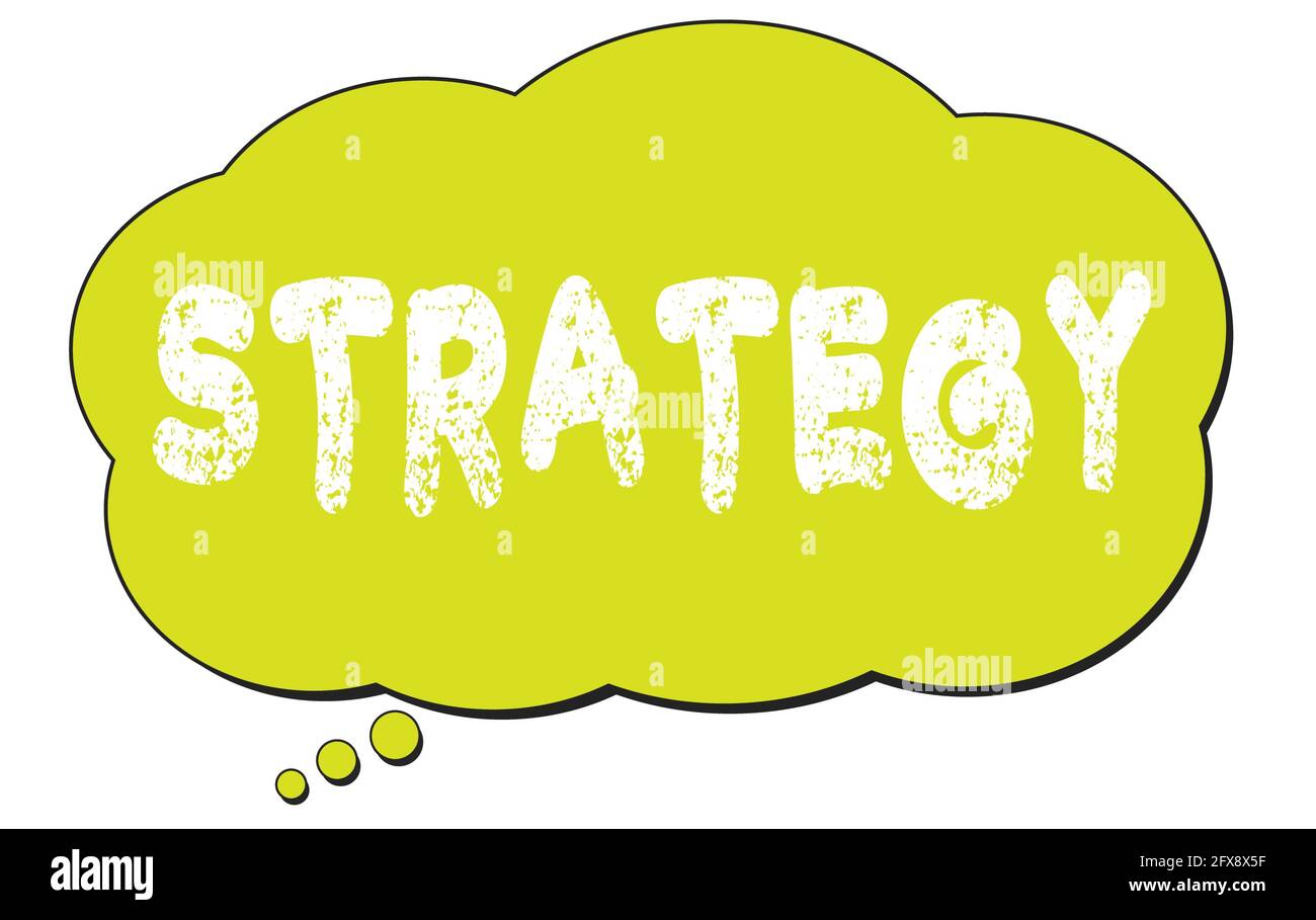 STRATEGY text written on a light green thought cloud bubble Stock Photo ...
