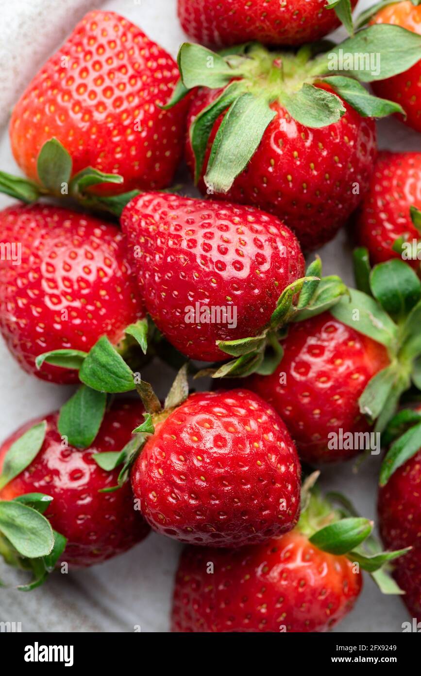 Fresh summer strawberries as background, closeup view. Red berries ...