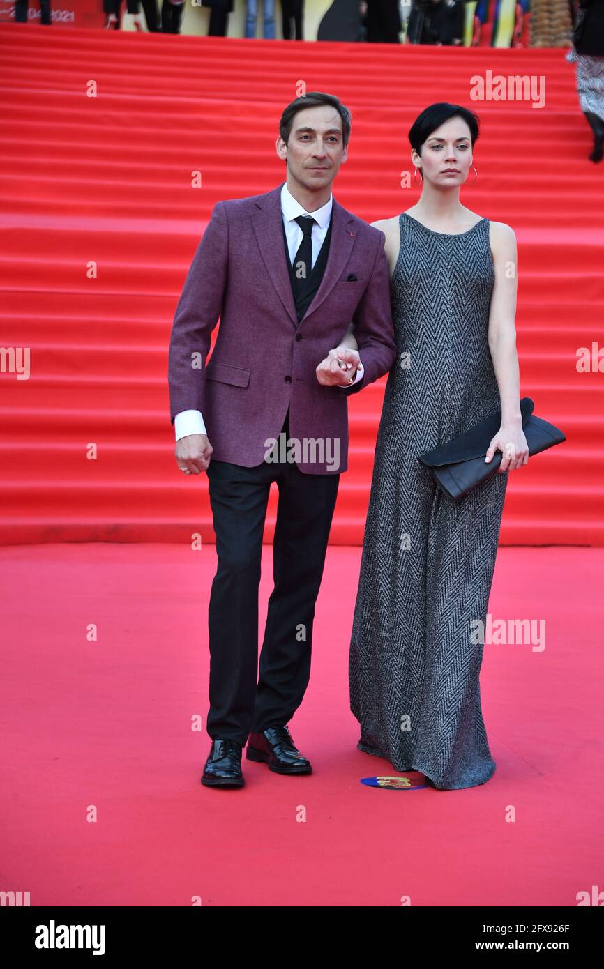 Moscow. Actor Artem Tkachenko with his wife Yekaterina Steblina at the ...