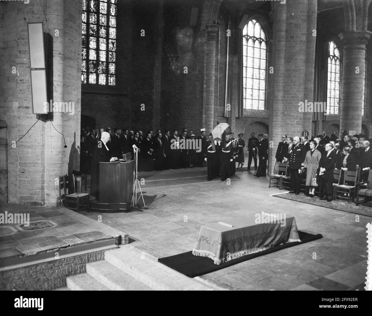 Funeral for William V in the Nieuwe Kerk in Delft, April 29, 1958, The ...
