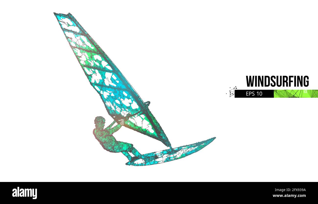Windsurfing. Silhouette of a windsurfer. Freeride competition. Vector ...