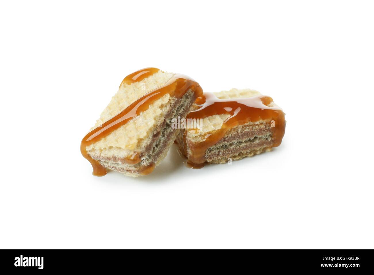 Wafer with caramel isolated on white background Stock Photo - Alamy