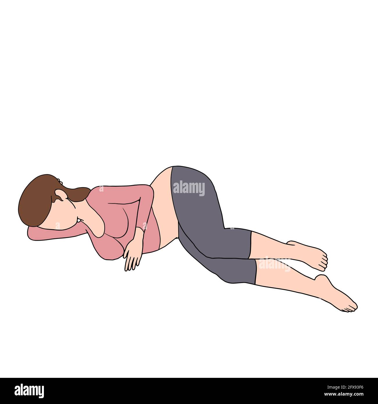 Digital illustration of a medium-sized woman laying on her side ...