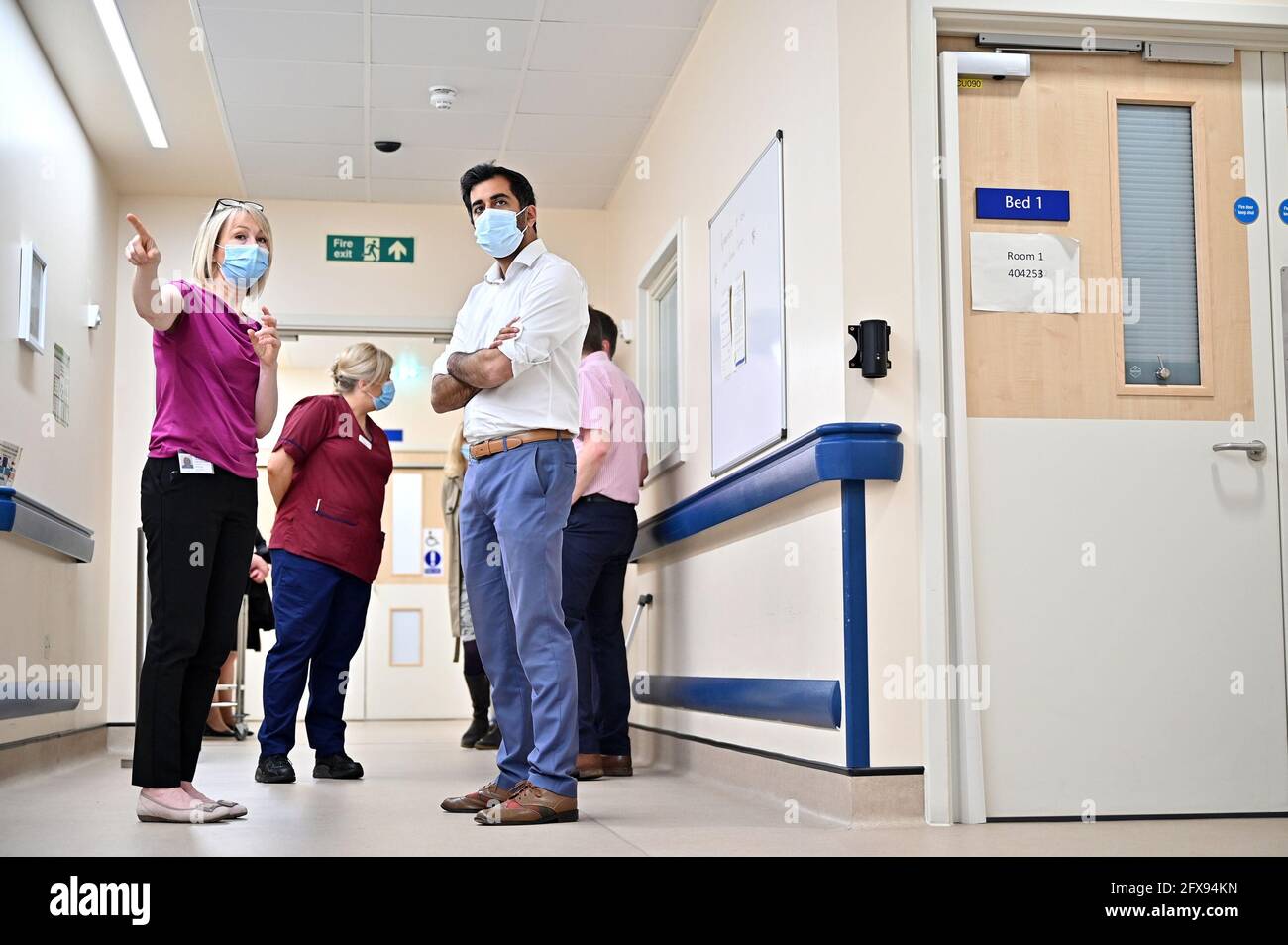 Health Secretary Humza Yousaf during a visit to ICU and the infectious ...
