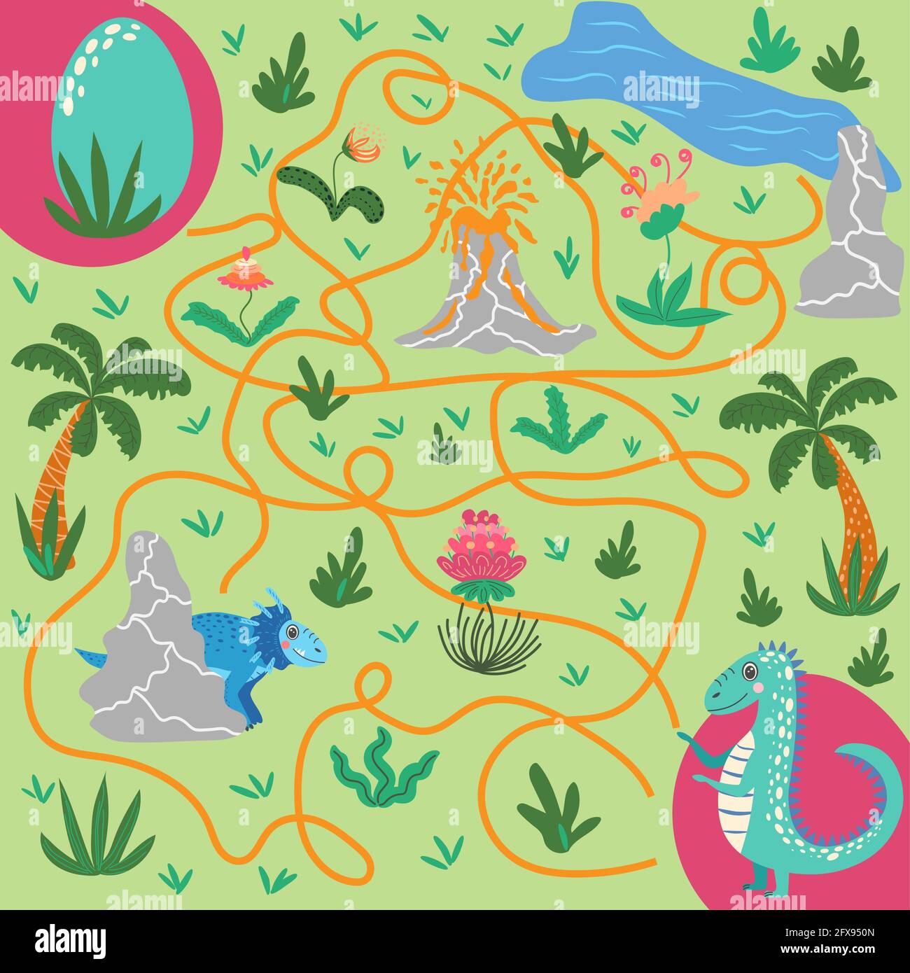 Help dinosaur find path to nest. Labyrinth. Maze game for kids. Help ...