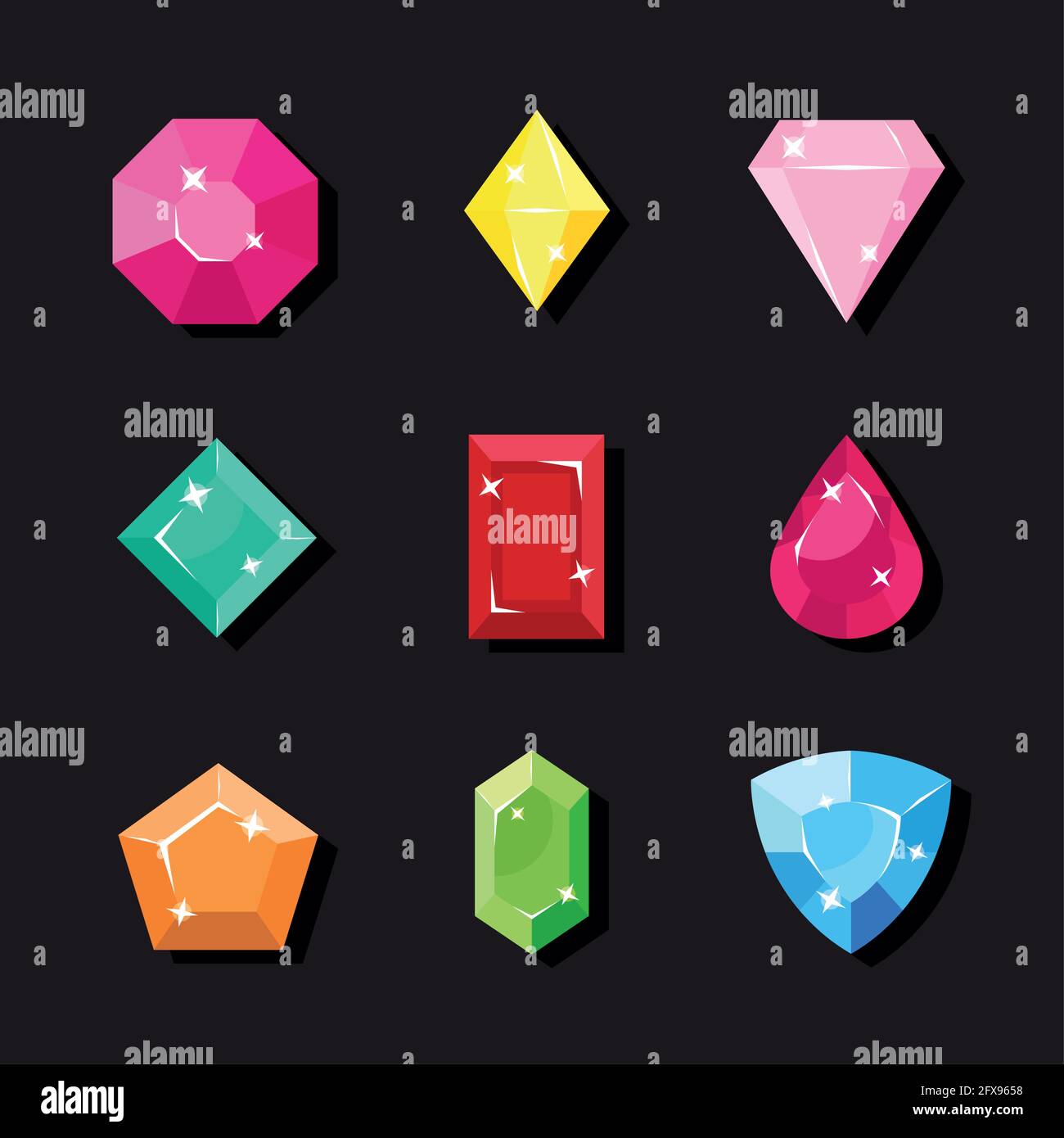 set of icons with fantasy crystals Stock Vector Image & Art - Alamy