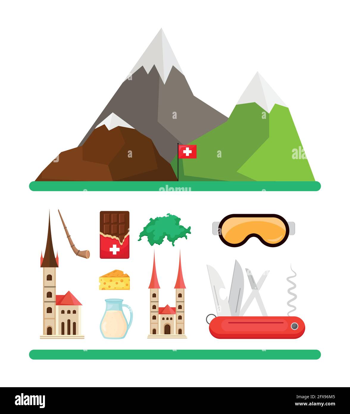 set of icons swiss landmarks Stock Vector Image & Art - Alamy