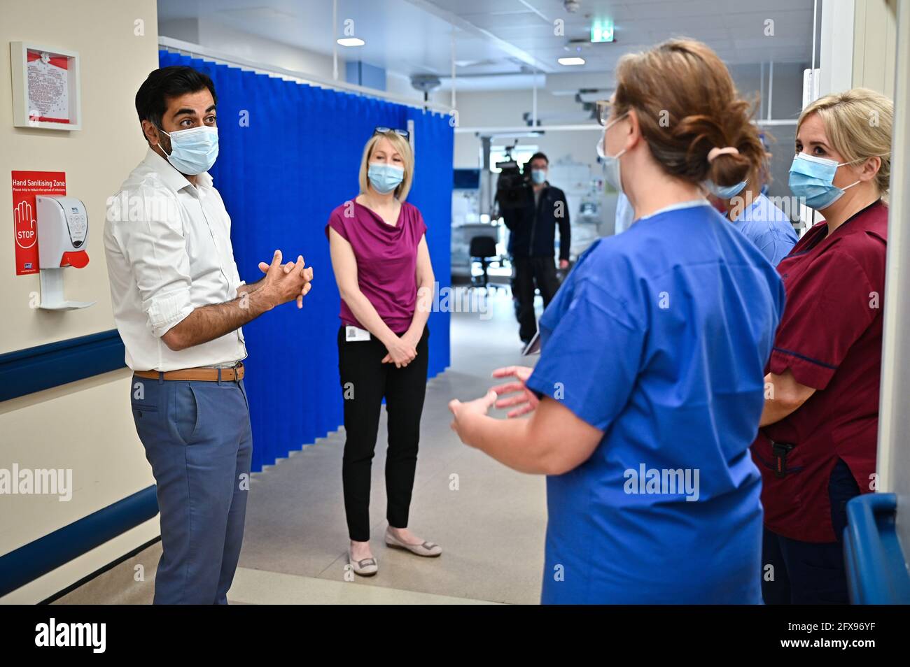 Health Secretary Humza Yousaf during a visit to ICU and the infectious ...
