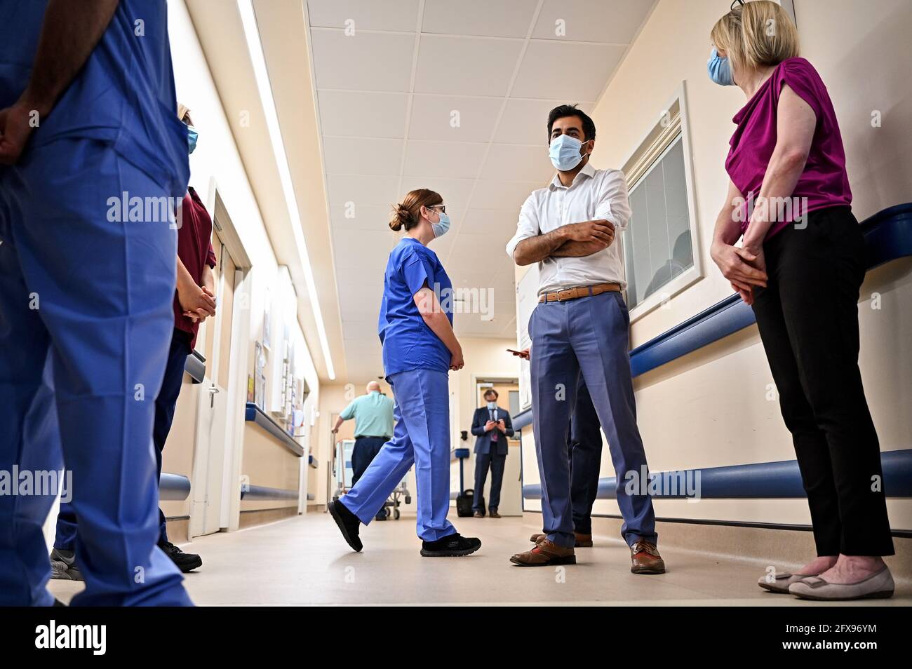 Health Secretary Humza Yousaf during a visit to ICU and the infectious ...