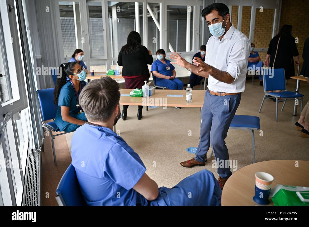 Health Secretary Humza Yousaf during a visit to ICU and the infectious ...