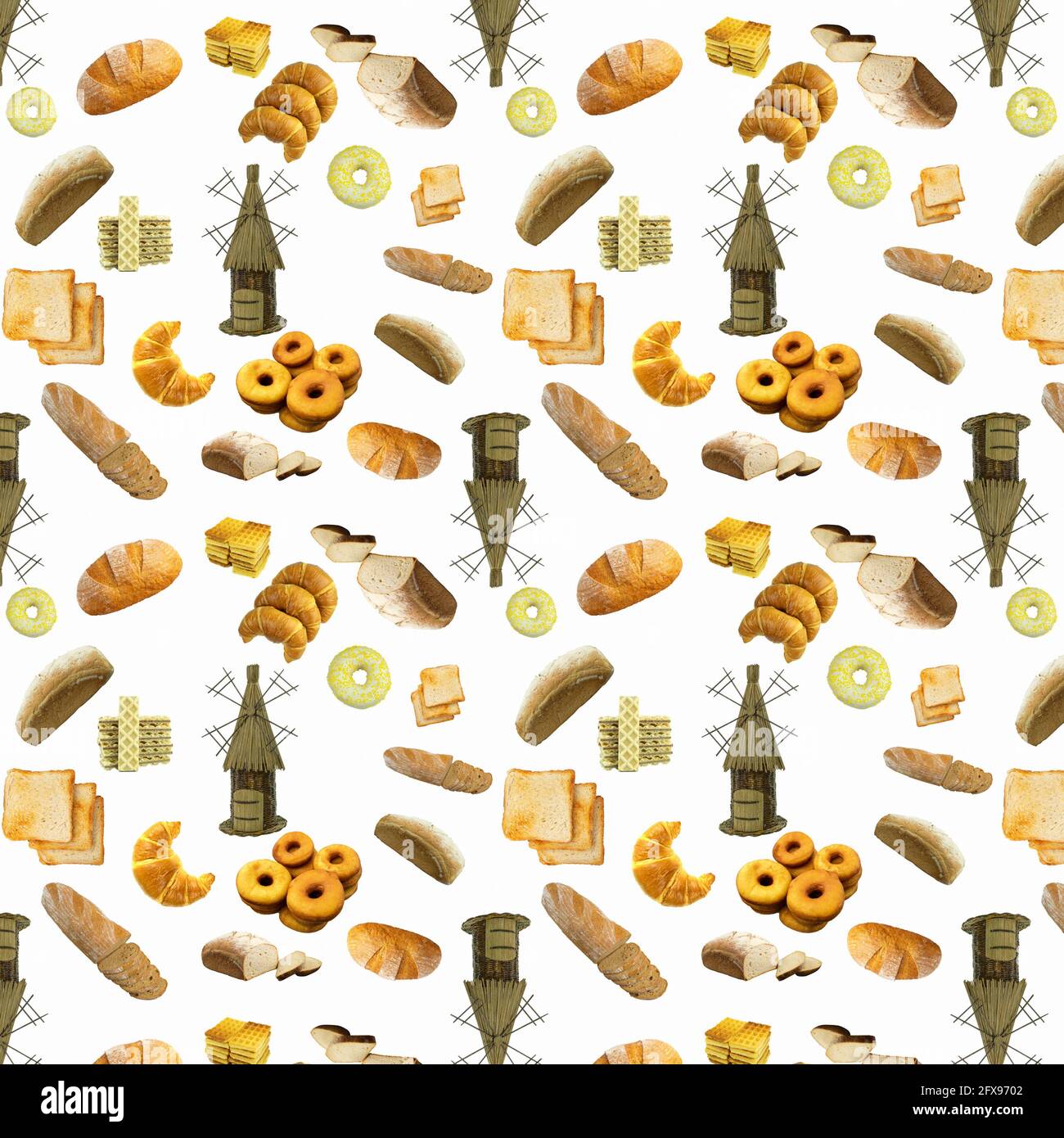 Collage of pastries including popular American dishes. Seamless pattern ...