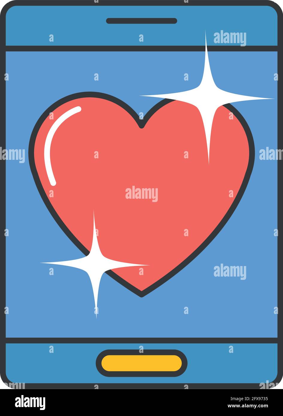 smartphone with heart symbol design Stock Vector Image & Art - Alamy