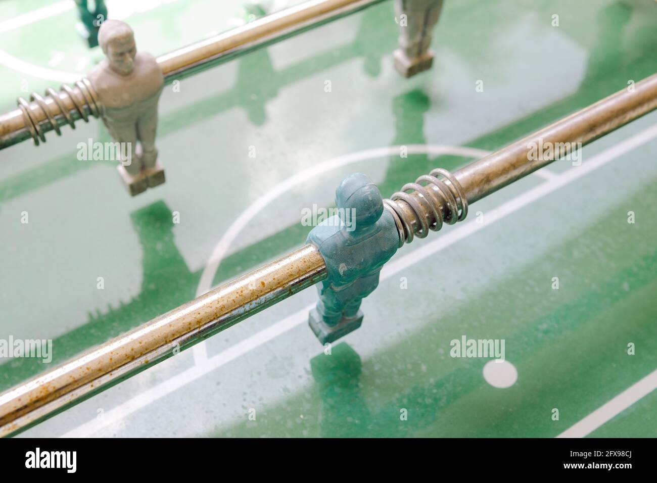 Green and white Italian table soccer details Stock Photo - Alamy