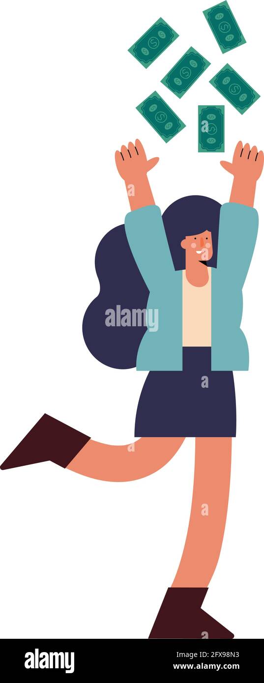 rich woman with bills money character Stock Vector Image & Art - Alamy