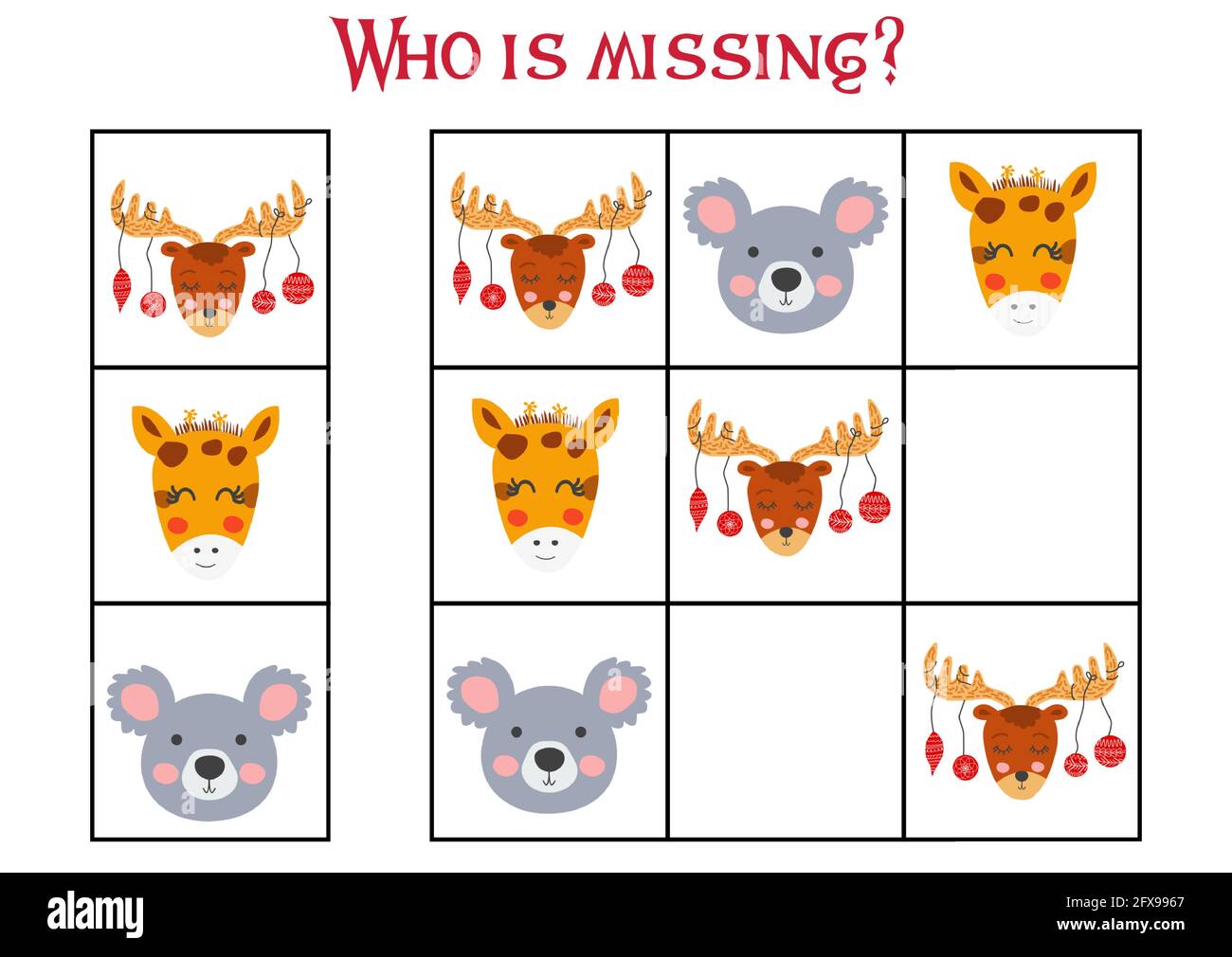 Sudoku game for children with pictures. Kids activity sheet. cute ...