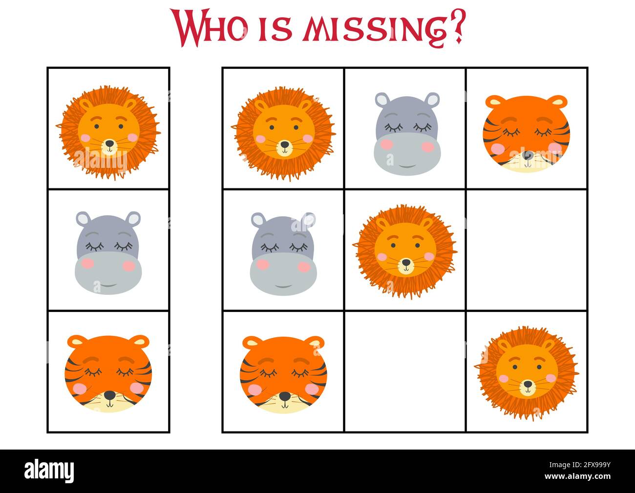 Sudoku game for children with pictures. Kids activity sheet. cute ...