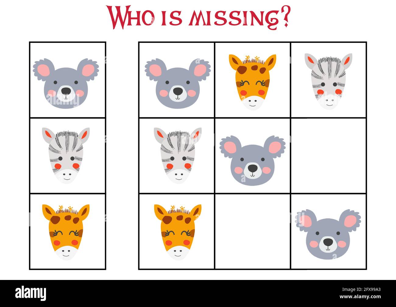 Sudoku game for children with pictures. Kids activity sheet. cute ...