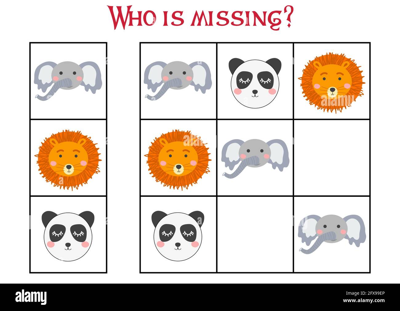 Sudoku game for children with pictures. Kids activity sheet. cute ...