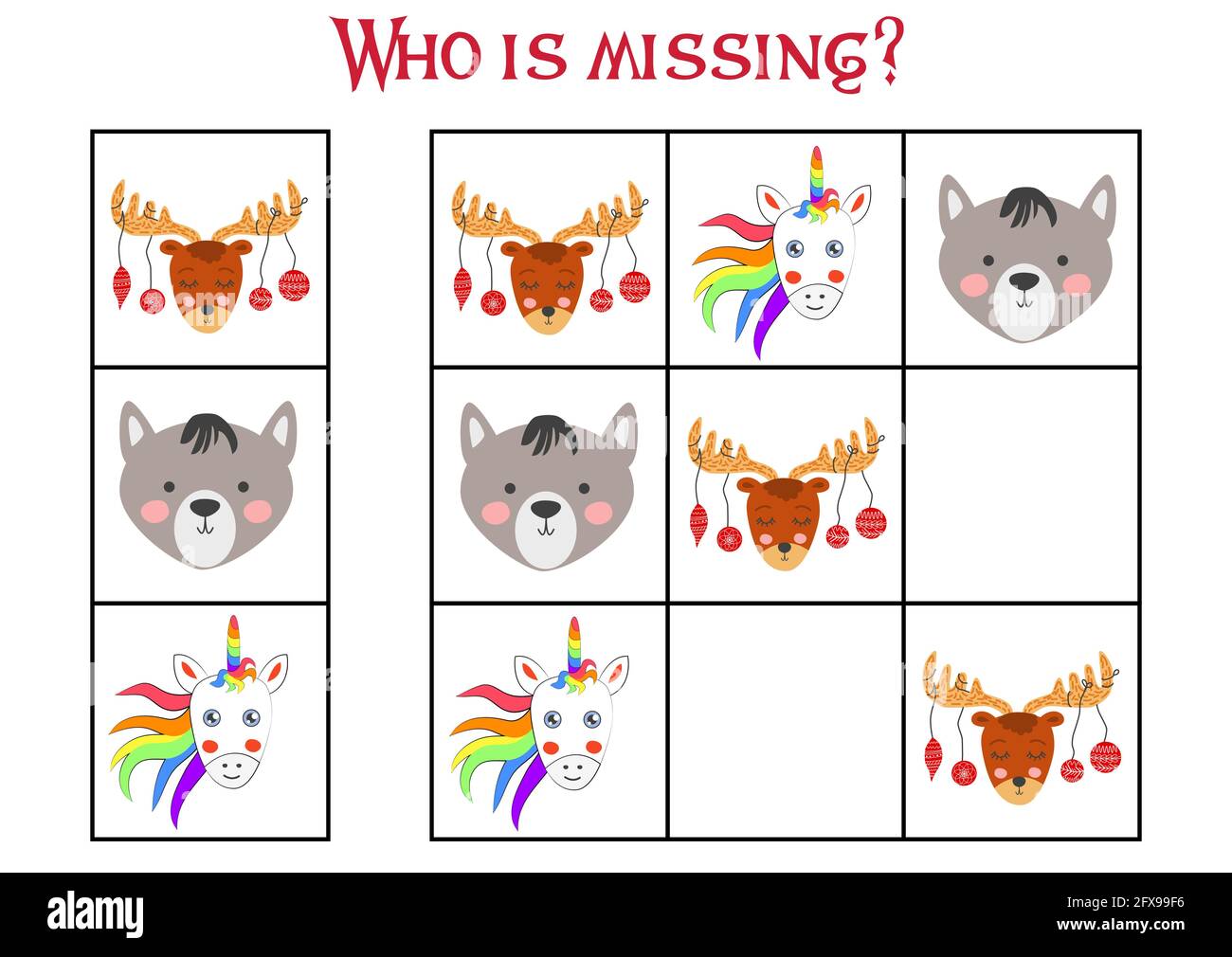 Sudoku game for children with pictures. Kids activity sheet. cute ...