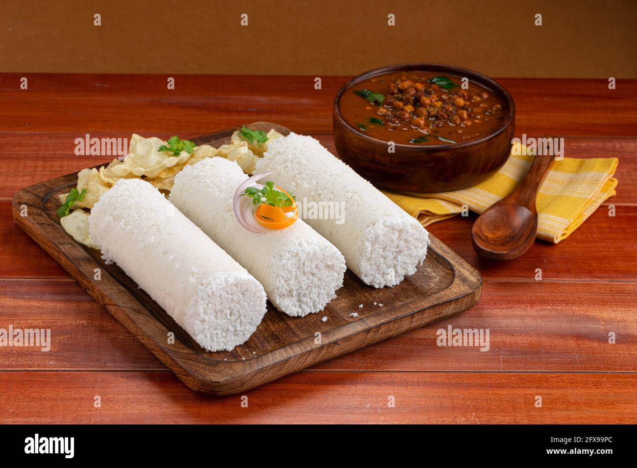 Puttu,Raw rice puttu,Arisi Maavu Puttu with chana or Bengal gram curry ...