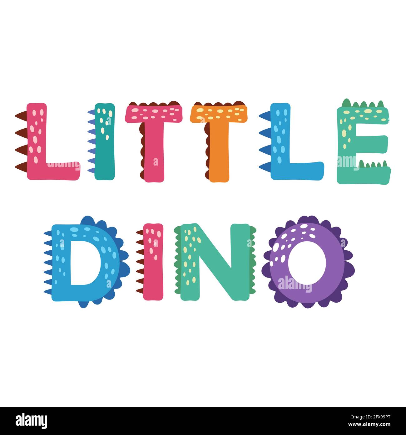 Dino. Dinosaur lettering. Bright modern illustration for kids, nursery ...