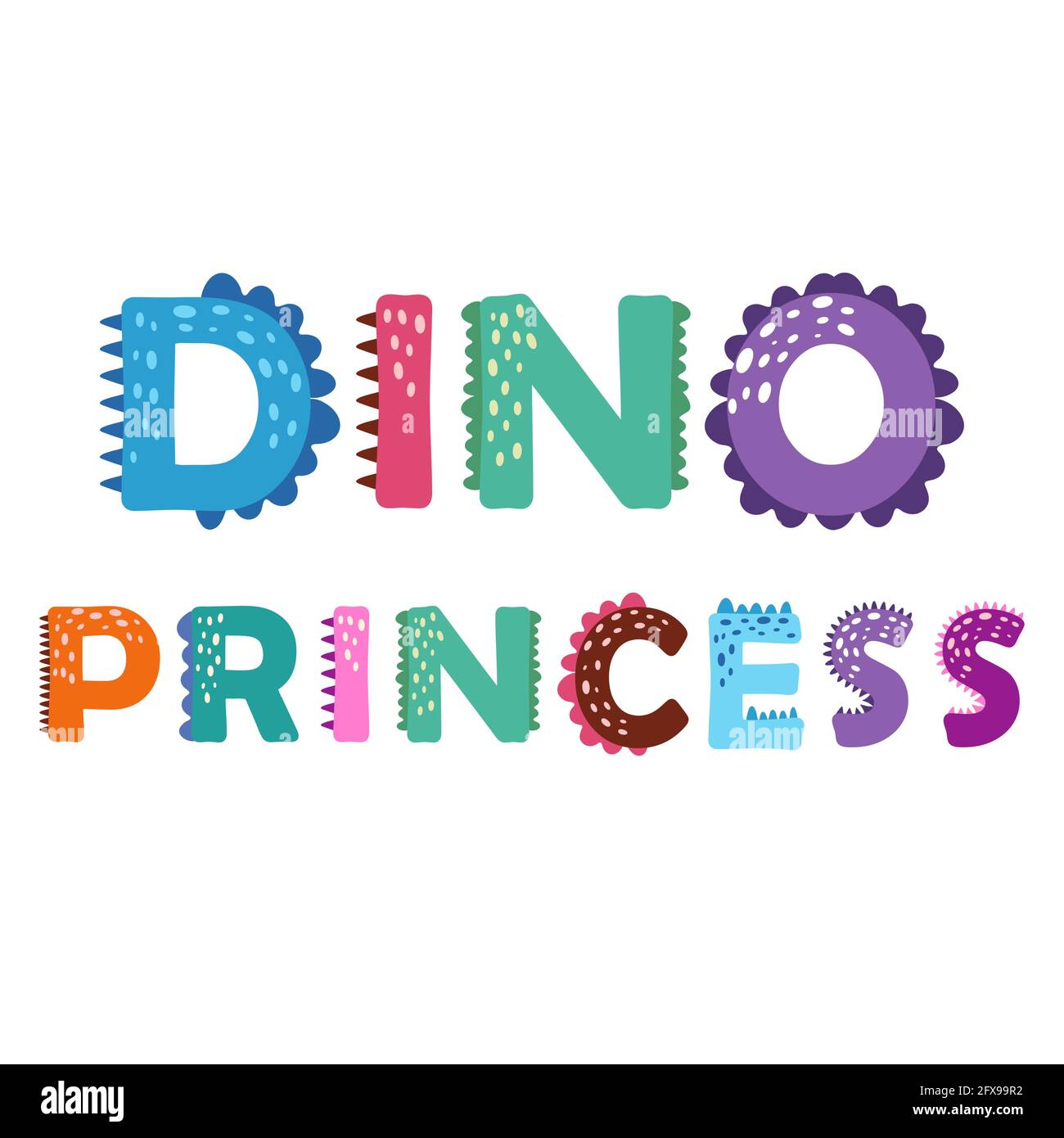 Dino princess. Dinosaur lettering. Bright modern illustration for kids ...