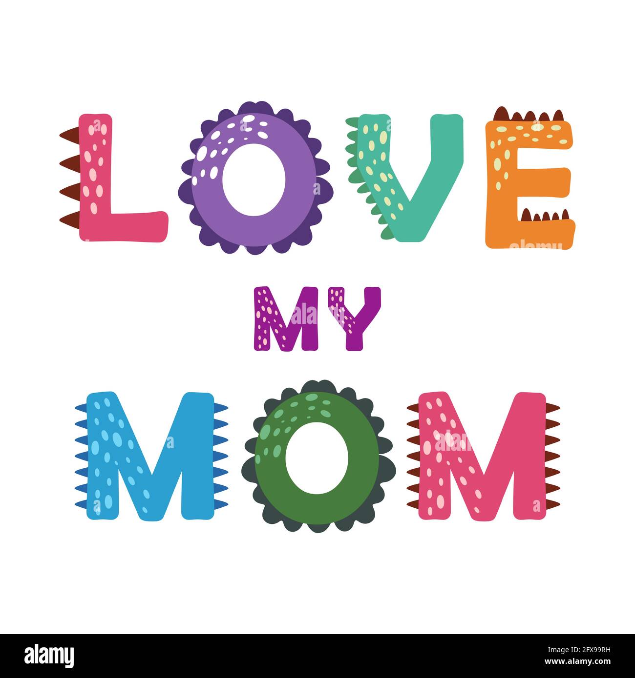 Dino mom. Mother's day concept. Dinosaur lettering. Bright modern ...