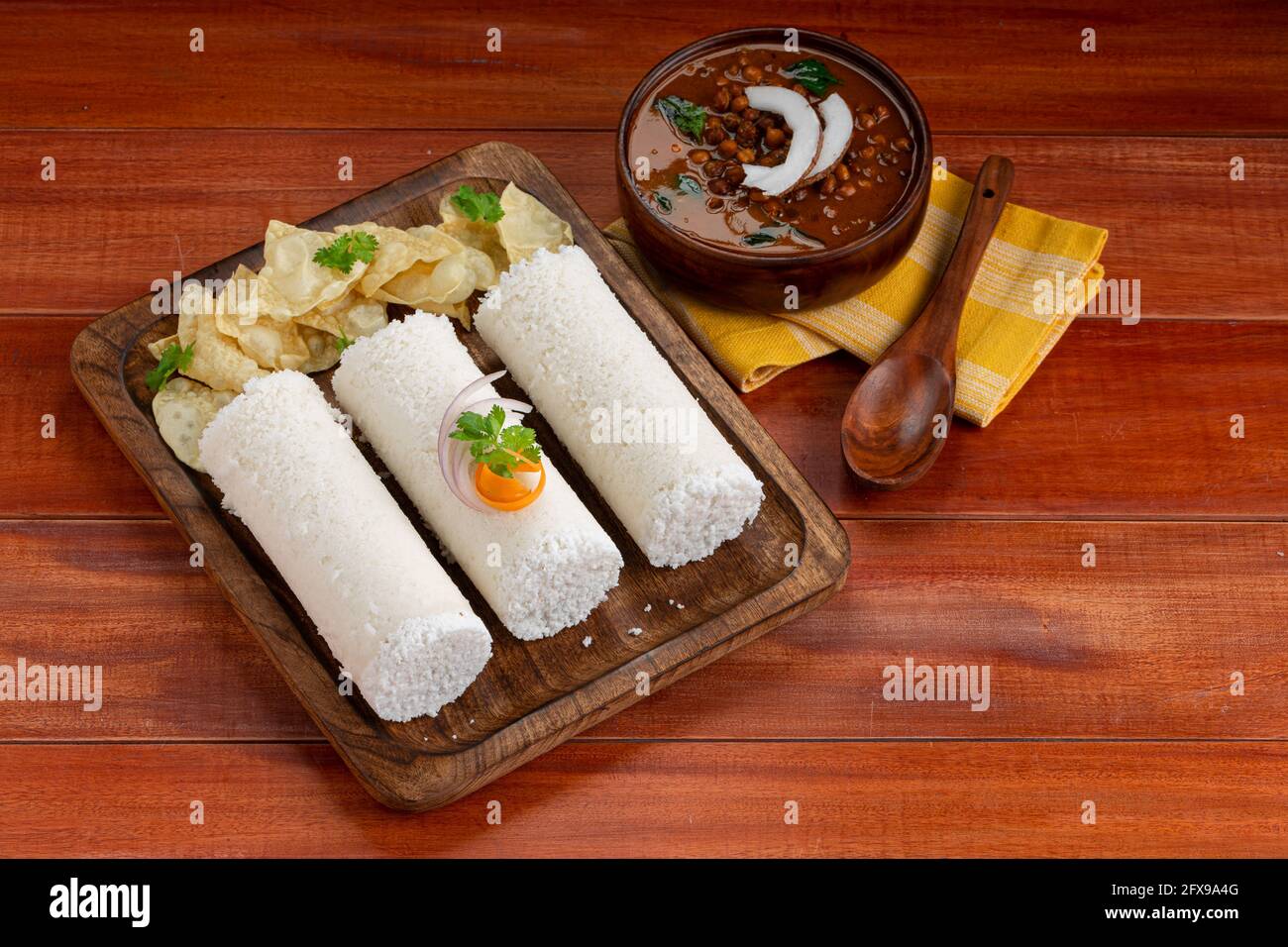 Puttu,Raw rice puttu,Arisi Maavu Puttu with chana or Bengal gram curry ...