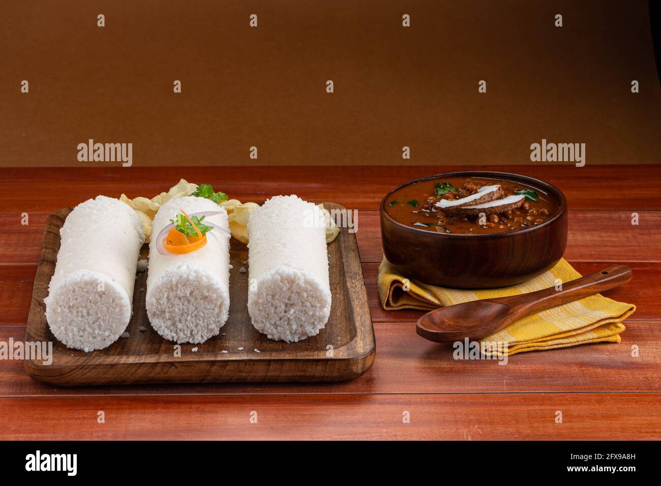 Puttu,Raw rice puttu,Arisi Maavu Puttu with chana or Bengal gram curry ...