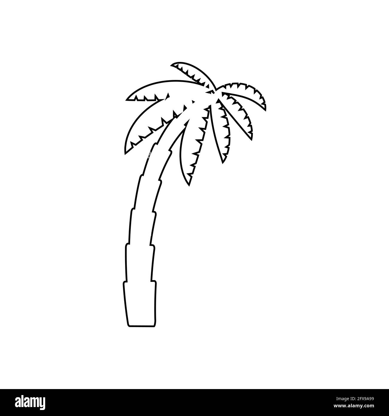 Graphical palm tree set, linear style, isolated object Stock Vector ...