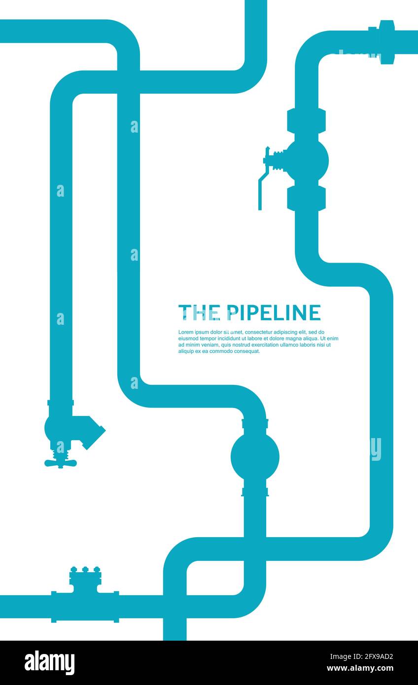 Pipeline infographic with blue and white. Oil, water or gas flat vector ...