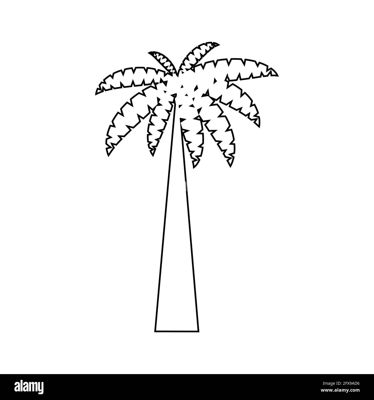 Graphical palm tree set, linear style, isolated object Stock Vector ...