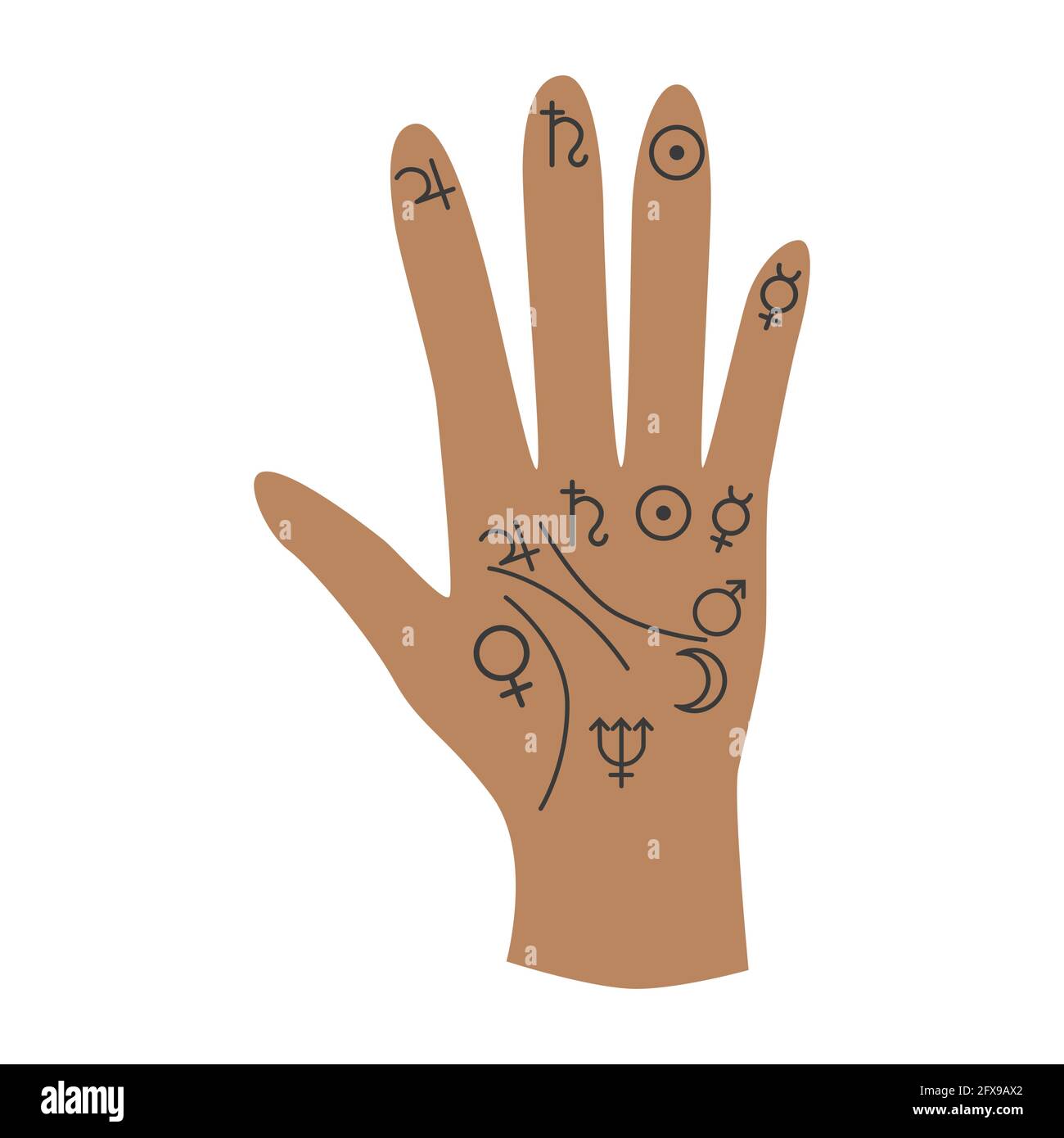 Esoteric symbol. Mystical and magical design with hand palmistry ...